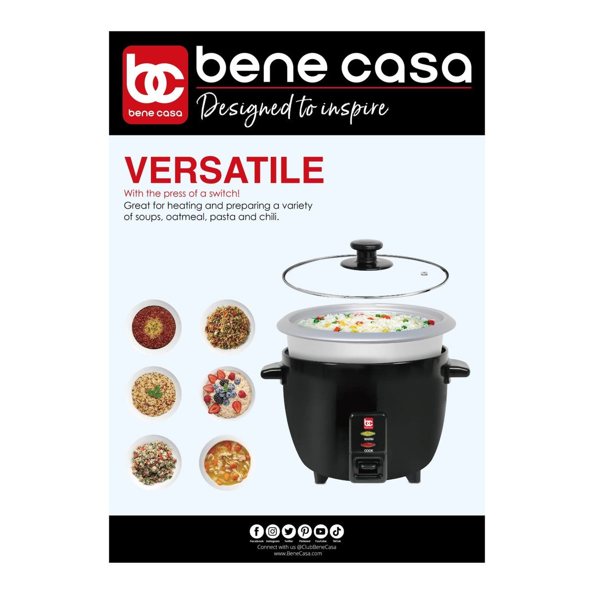 Black 6-Cup Rice Cooker - Perfectly Cook Rice Effortlessly – Bene Casa
