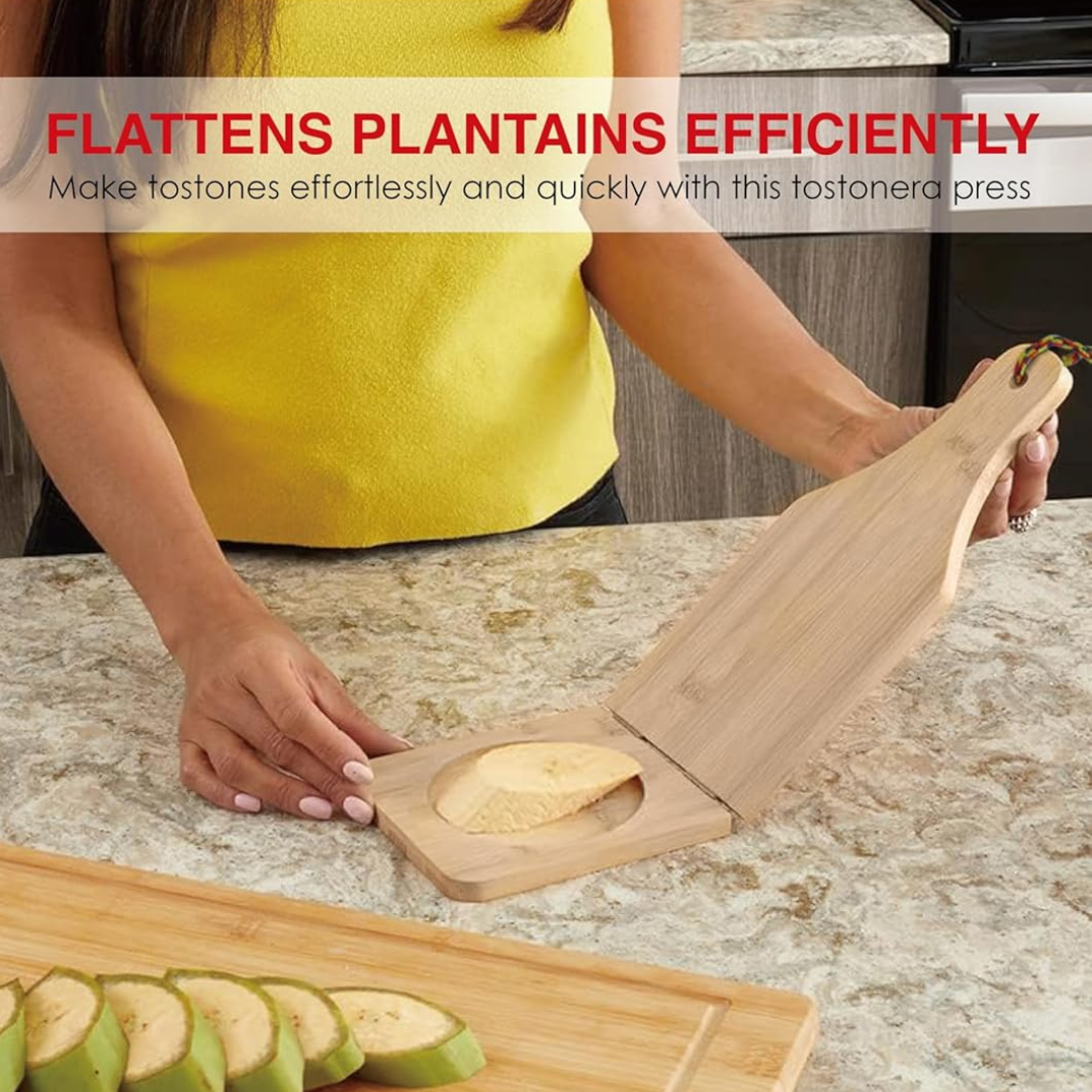 Large Wooden Tostonera - Plantain Smasher & Dough Flattener – Bene Casa