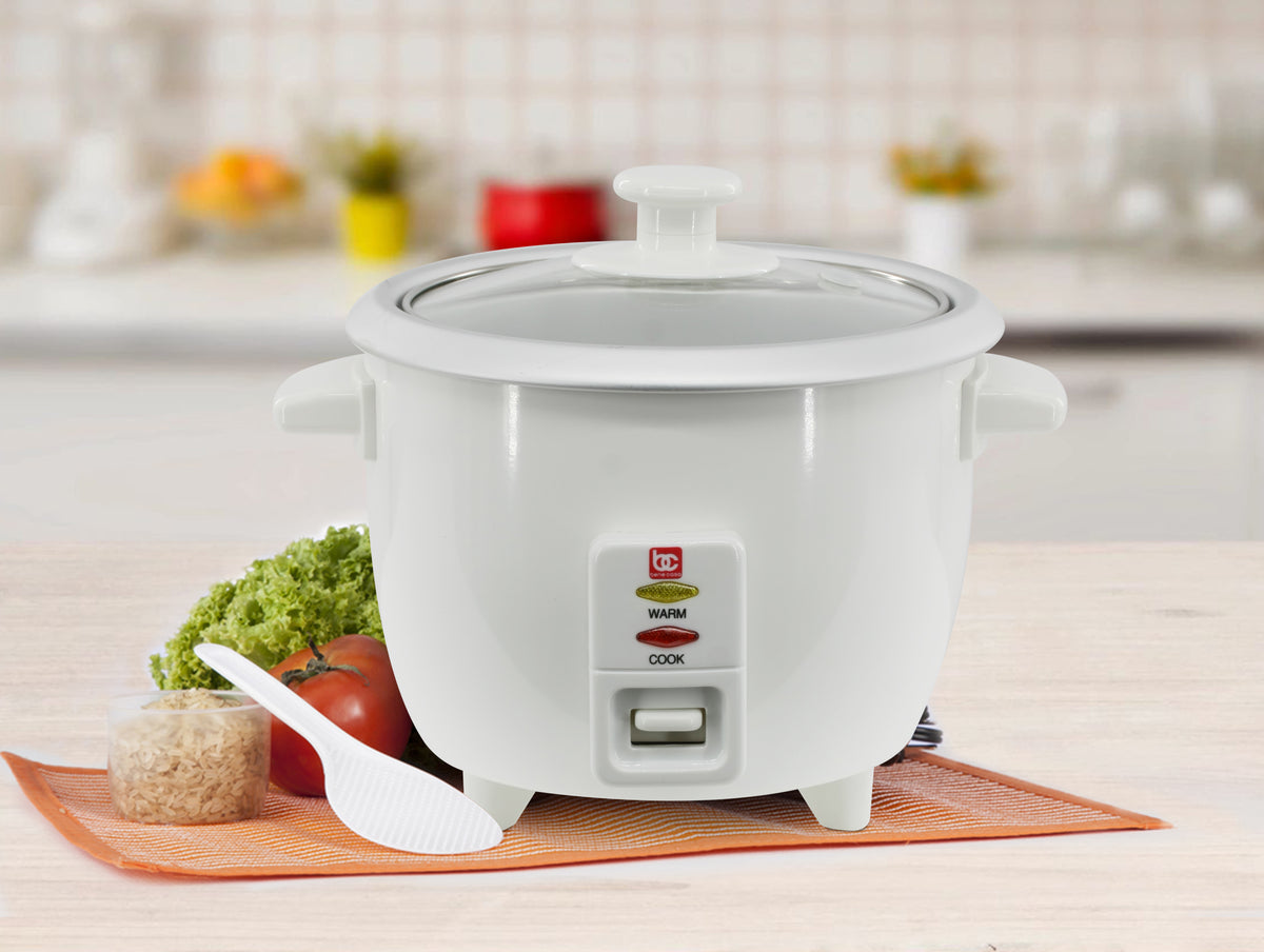 Bene Casa 3-Cup Stainless Steel Thermo Rice Cooker with Clear Lid